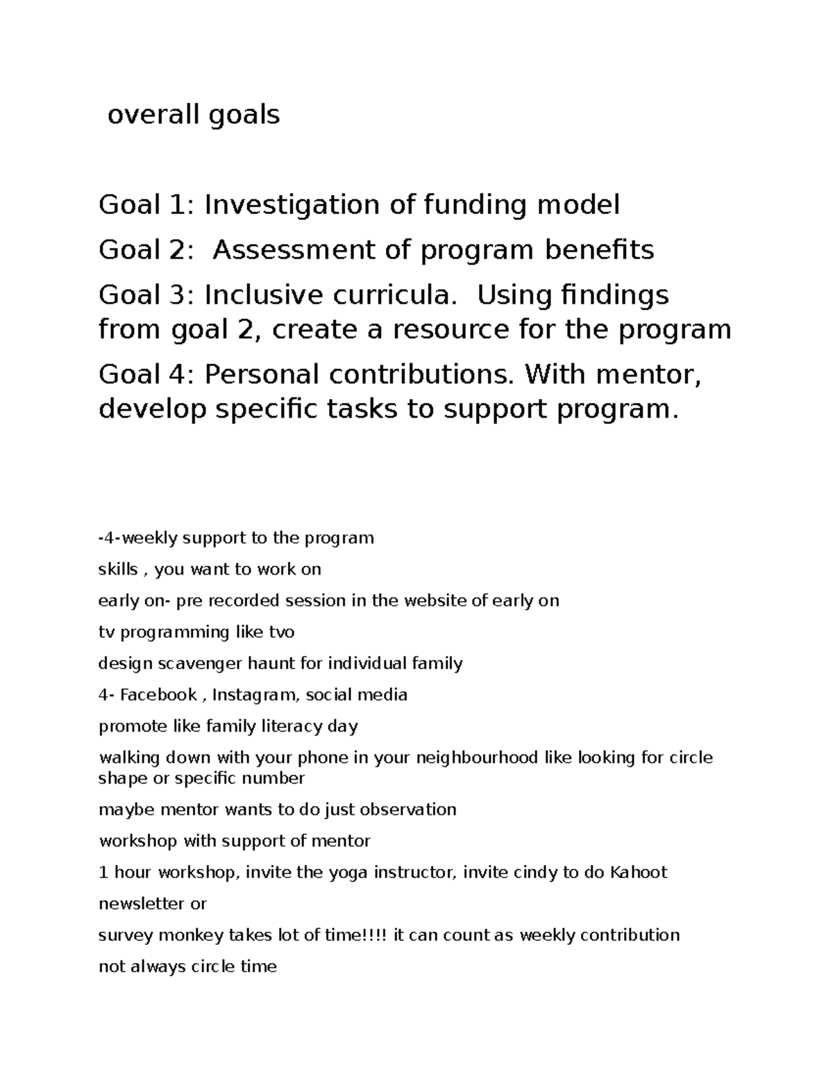 Placement overall goals - Vic261H1 - U of T - Studocu