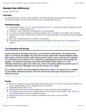 Case Study Anemia no Key-3-1 - NRSG 2350- Case Study 2: Disorders of ...