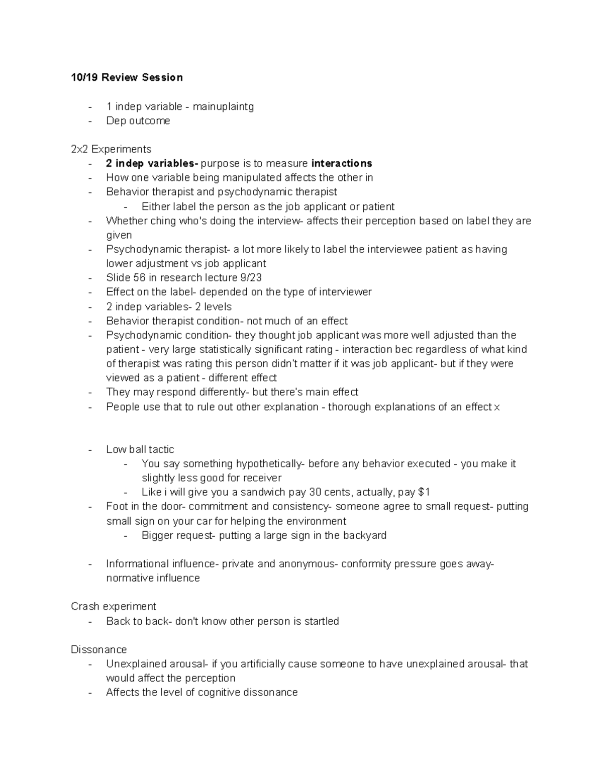 Review Session - lecture notes Professor Geoff Goodwin - 10/19 Review ...