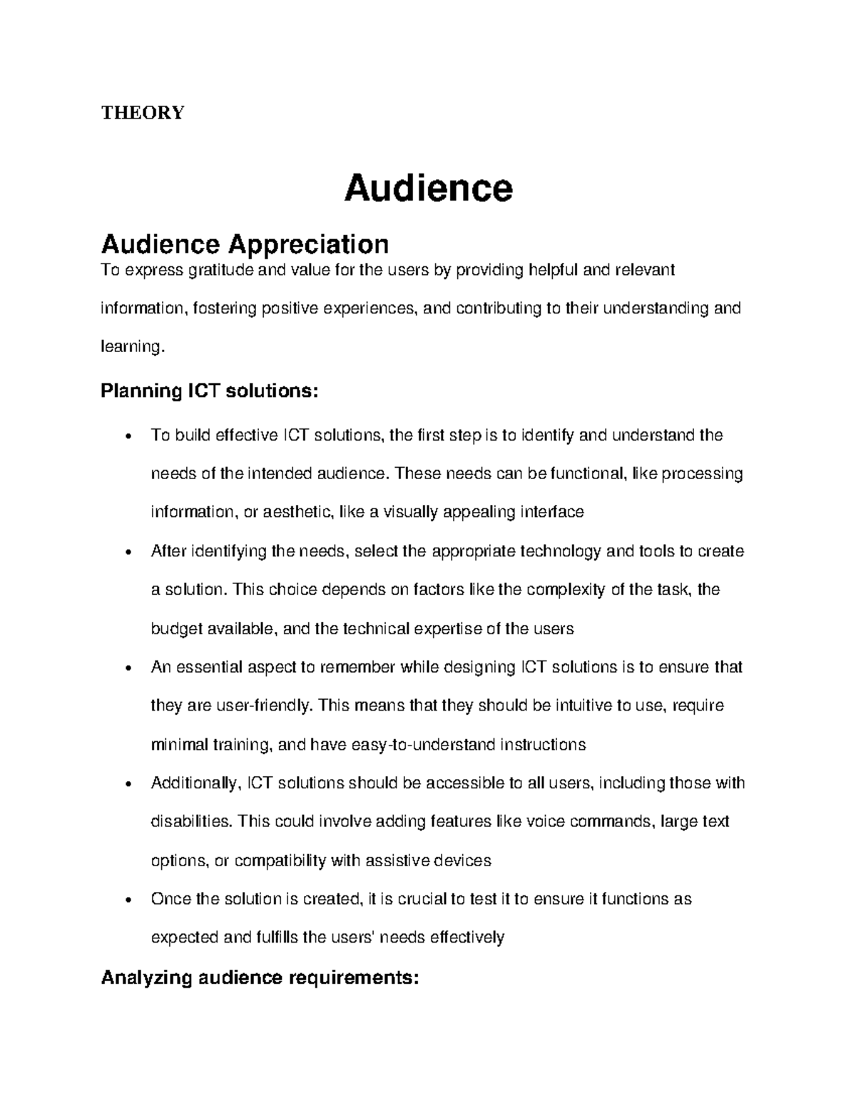 9. Audience - et4brts - THEORY Audience Audience Appreciation To ...