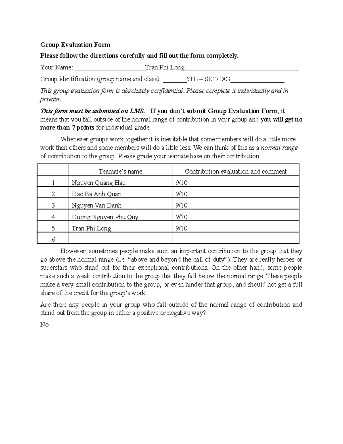 Group evaluation form copy - Group Evaluation Form Please follow the ...