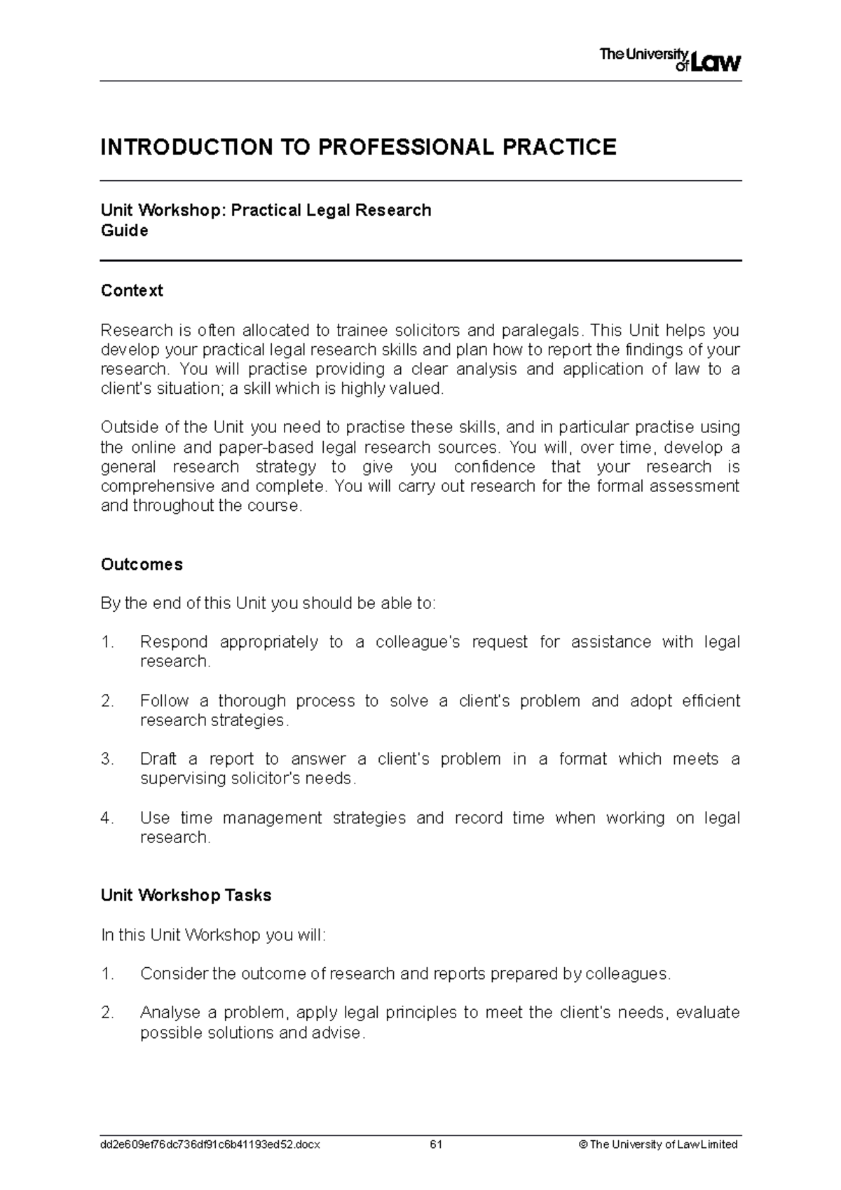 Practical Legal Research Guide - INTRODUCTION TO PROFESSIONAL PRACTICE ...
