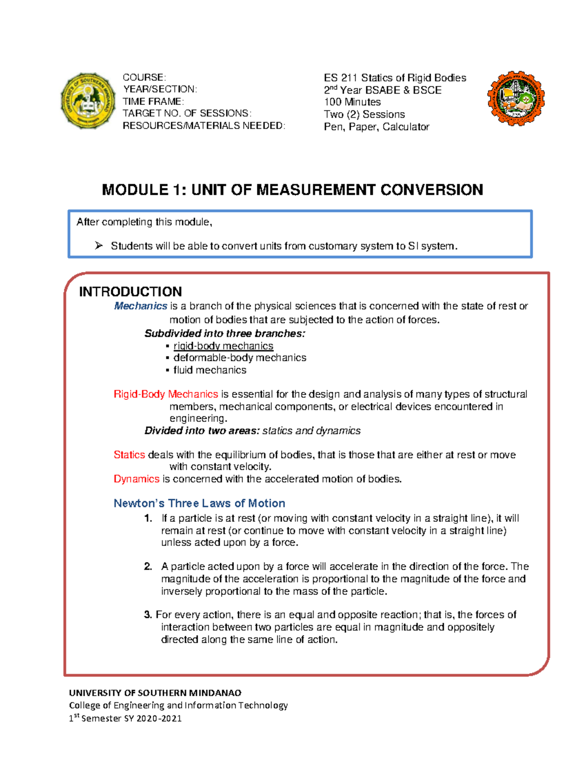 Module 1 Conversion Measurement - UNIVERSITY OF SOUTHERN MINDANAO ...