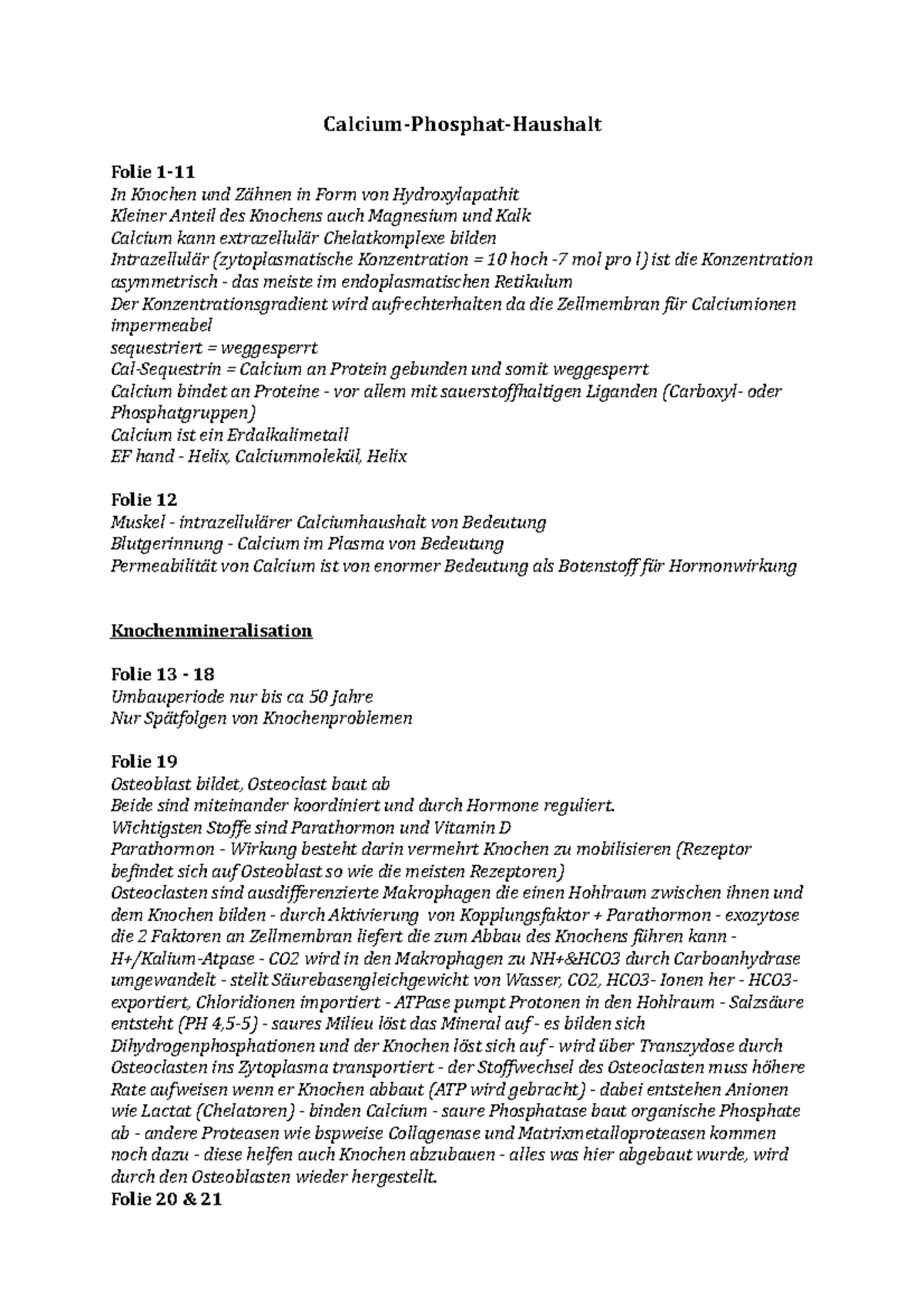 Biochemie - Calcium-Phosphat-Haushalt - Calcium-Phosphat-Haushalt Folie ...