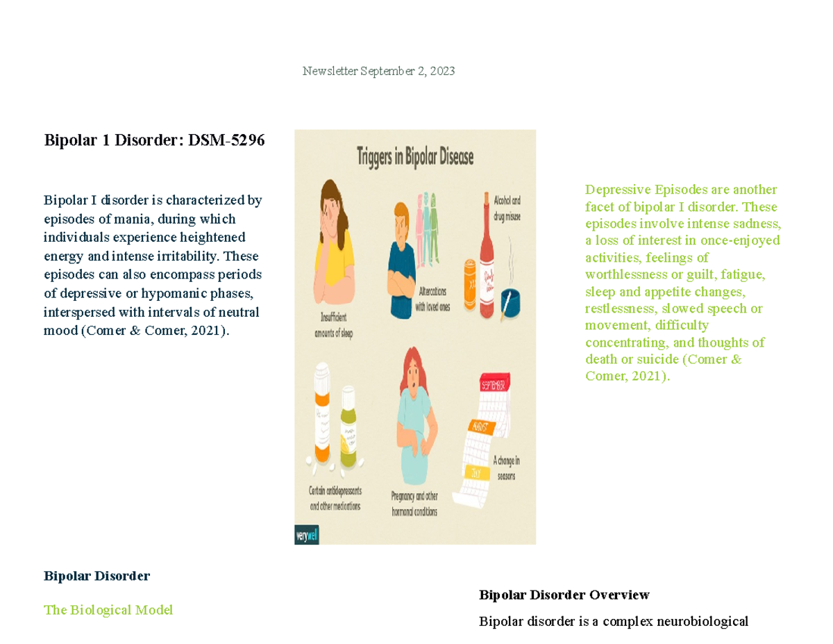Bipolar disorder brochure - Newsletter September 2, 2023 Bipolar 1 ...