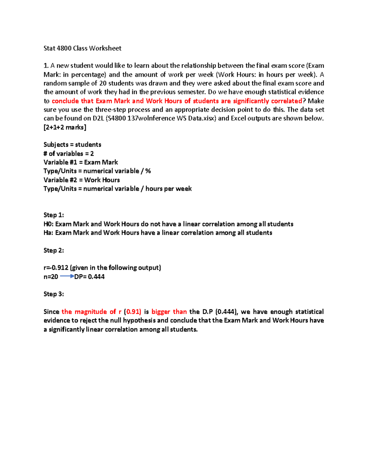 Stat 4800 Class Worksheet 4 - Stat 4800 Class Worksheet A new student would like to learn about ...