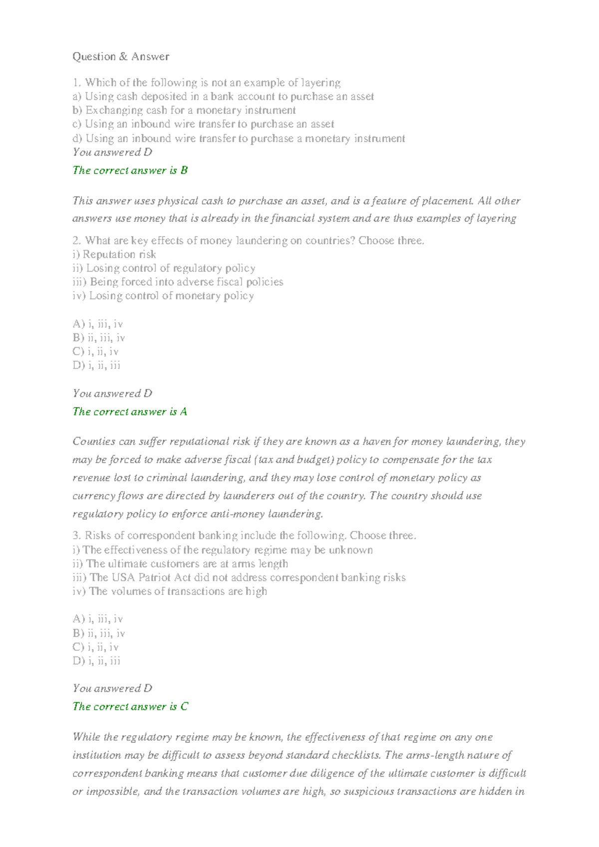 Exam Topic CAMS Question - Question & Answer 1. Which of the following ...