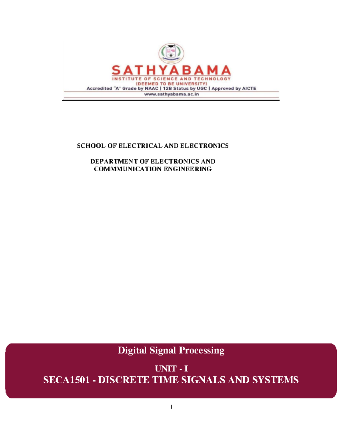 analog sytem Processing assignments - 1 Digital Signal Processing UNIT ...