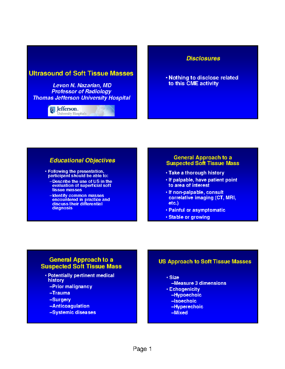 US of Soft Tissue Masses - Ultrasound of Soft Tissue Masses Levon N ...