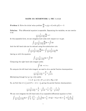 Formula sheet Midterm - Math 331 Midterm Review First-Order ...