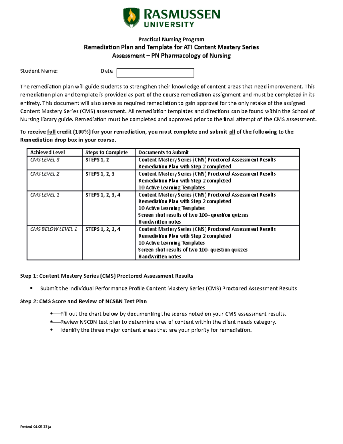 Remediation template for PN Pharmacology in Nursing - Practical Nursing ...