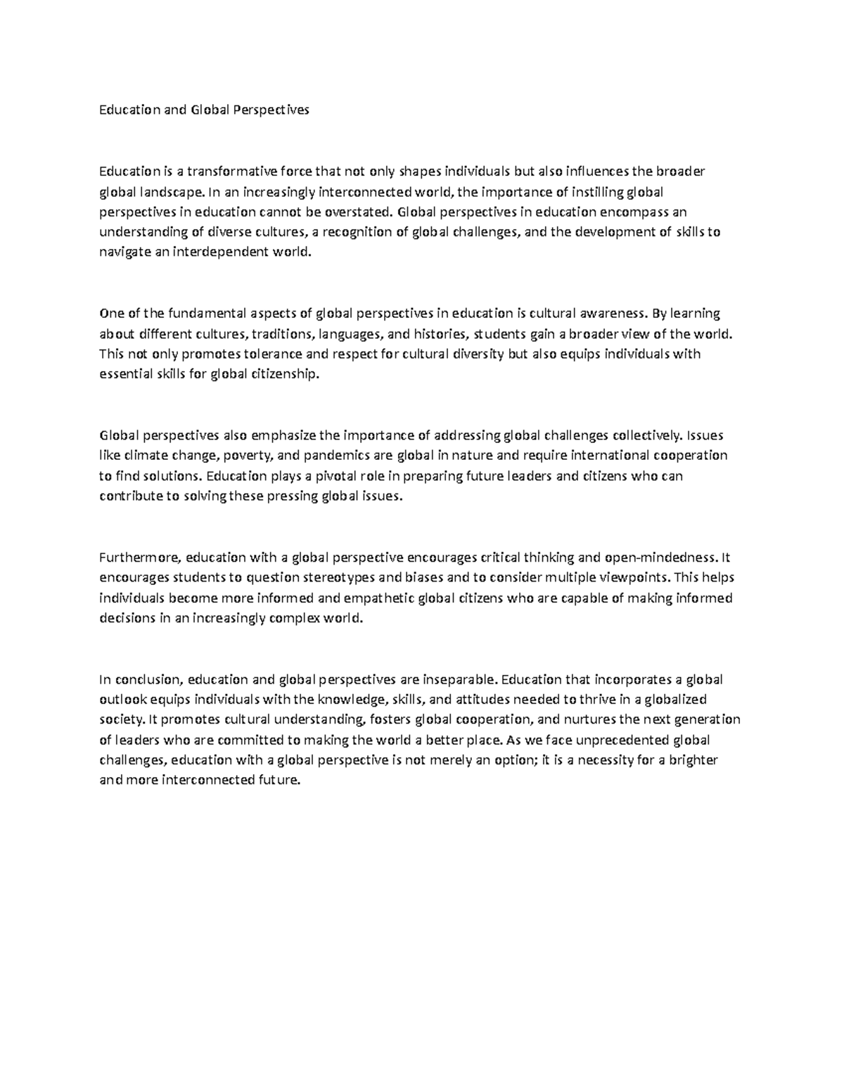 Education and Global Perspectives - Education and Global Perspectives ...