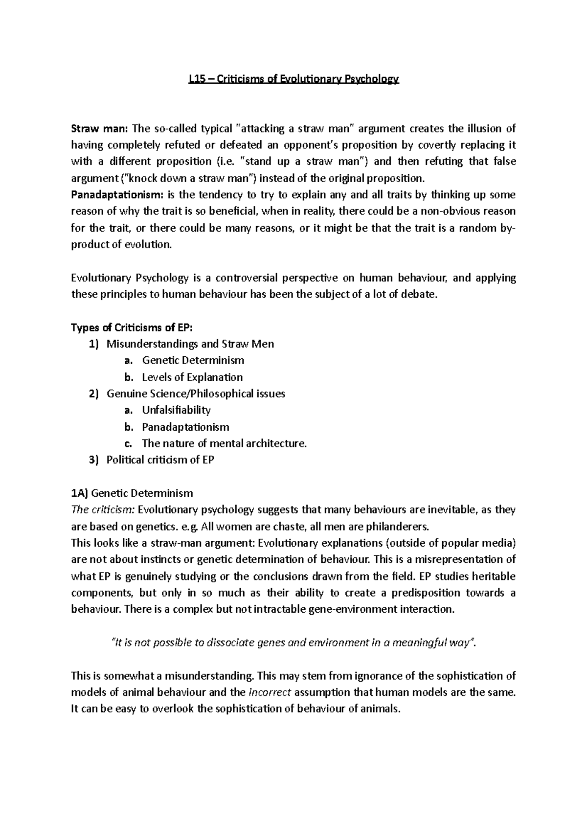 L15 - Criticisms of EP - Phil Collard/Ian Penton-Voak - L15 ...