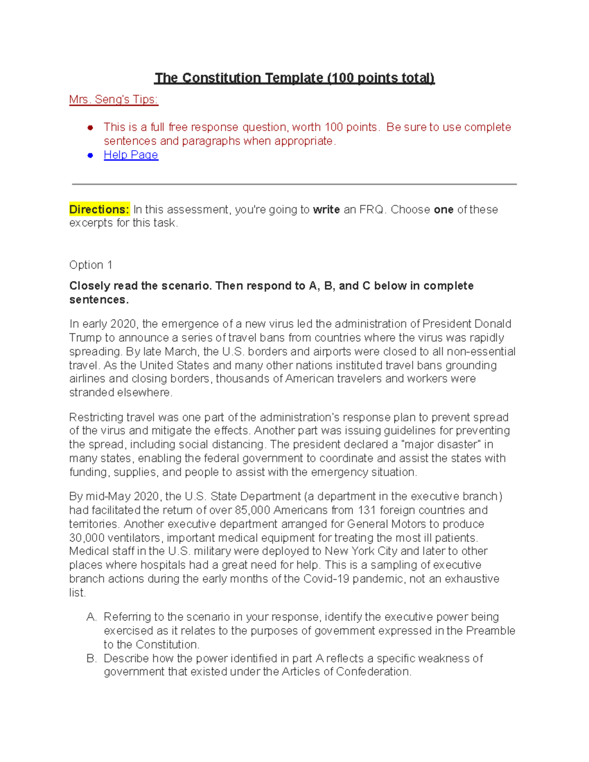 Copy of 103 - Google Docs - The Constitution Template (100 points total ...
