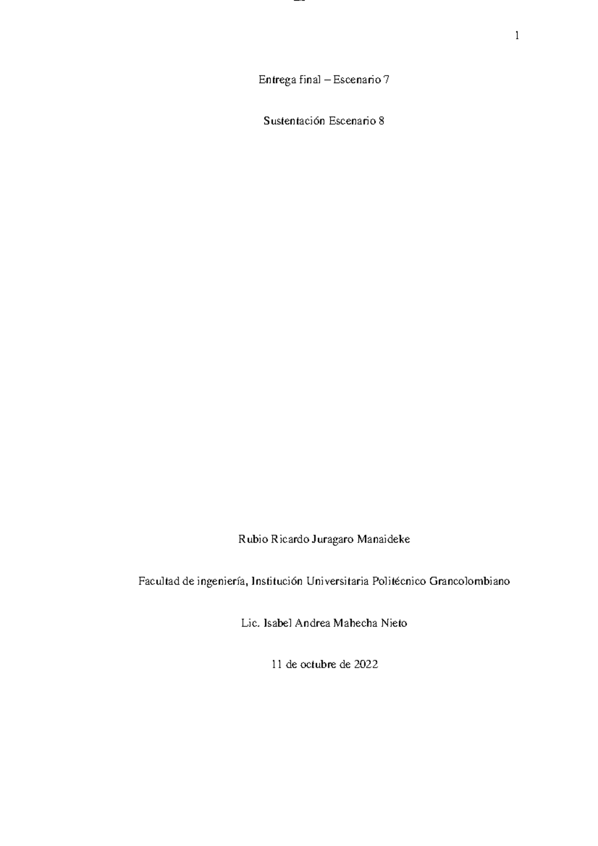 Yo entrega final s8 ingenieria de software - 1 Entrega final – Escenario 7 Sustentación ...