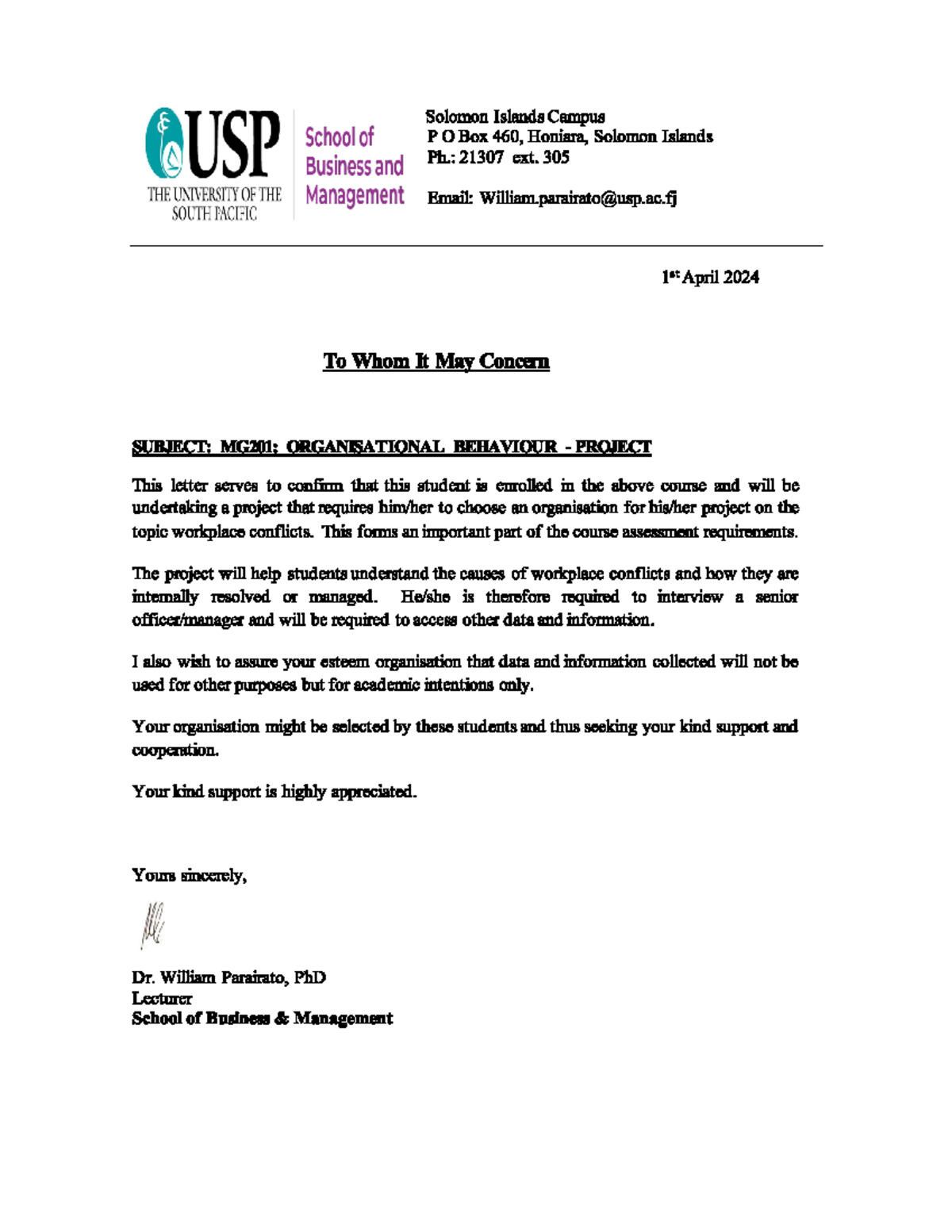 Letter - Introduction to Management - Studocu