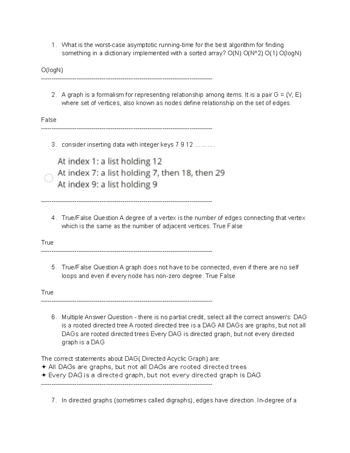 CS 2336 Exam 3 (Graphs) Retake - What is the worst-case asymptotic ...