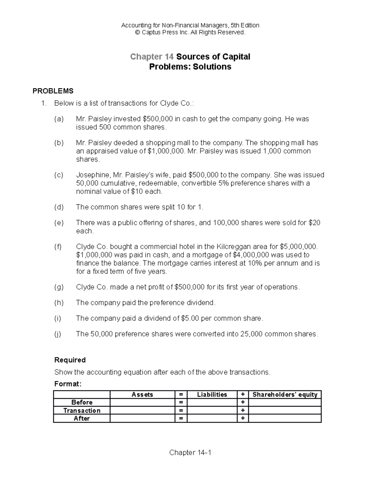 Ch 14 solutions for students - © Captus Press Inc. All Rights Reserved ...