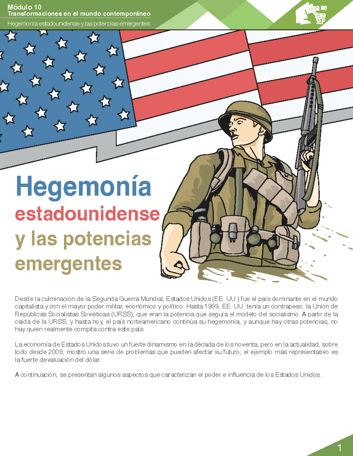 M10 S3 Hegemonía estadounidense y las potencias emergentes PDF ...