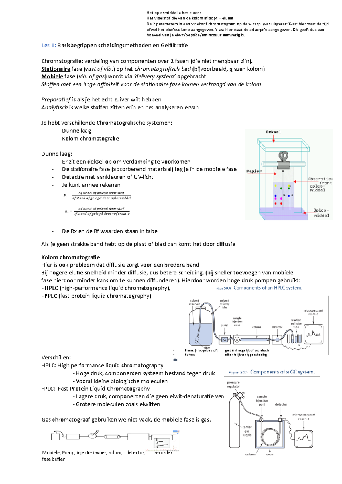 Labtools Leerjaar 1 HBO - Het oplosmiddel = het eluens Het vloeistof ...