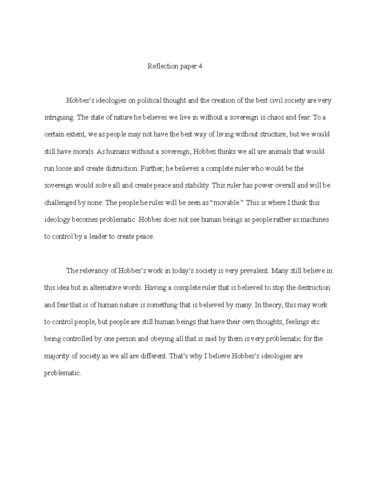 Reflection paper 4 uni - PHIL 1050 - U of G - Studocu