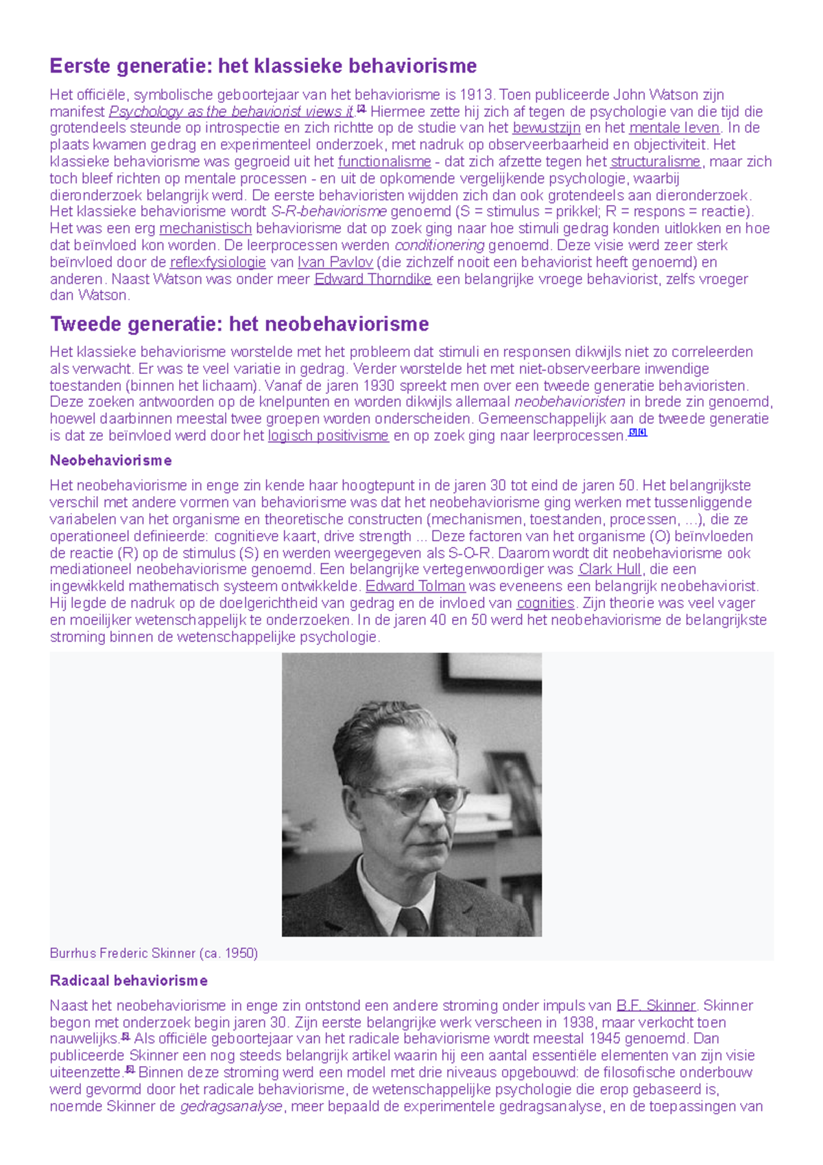 Behaviorisme uitleg - Eerste generatie: het klassieke behaviorisme Het ...