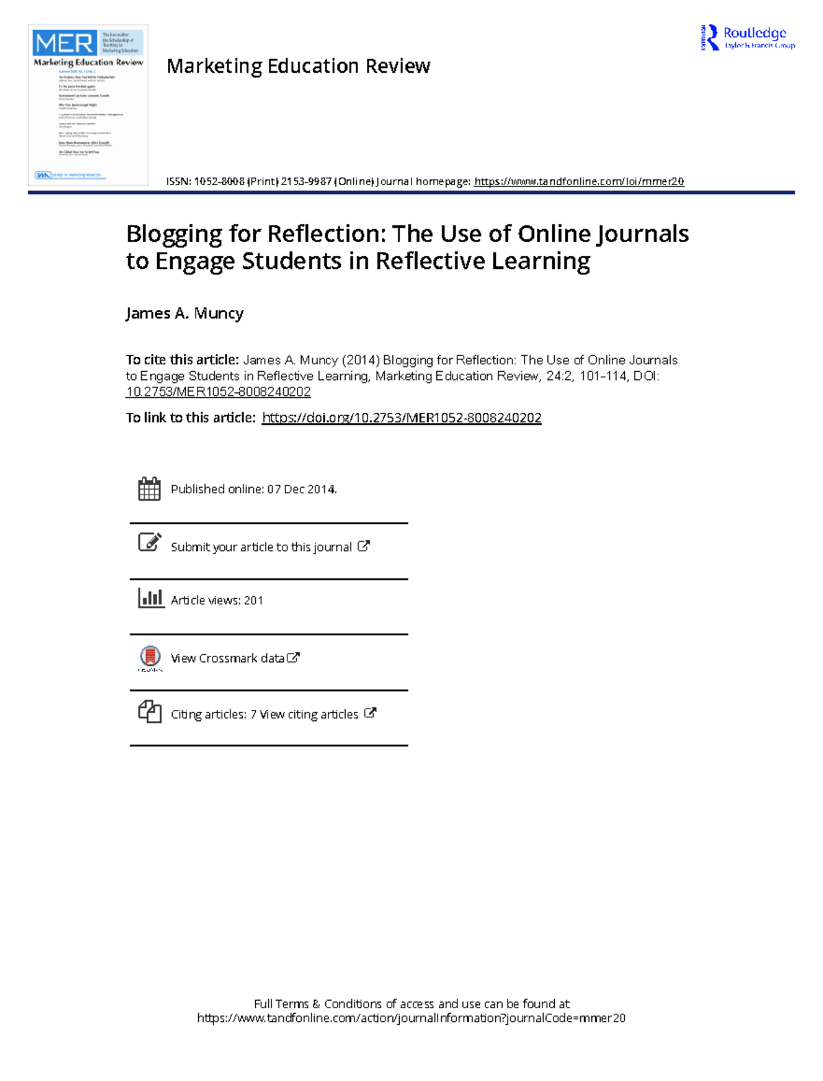 Blogging for Reflection The Use of Online Journals to Engage Students ...