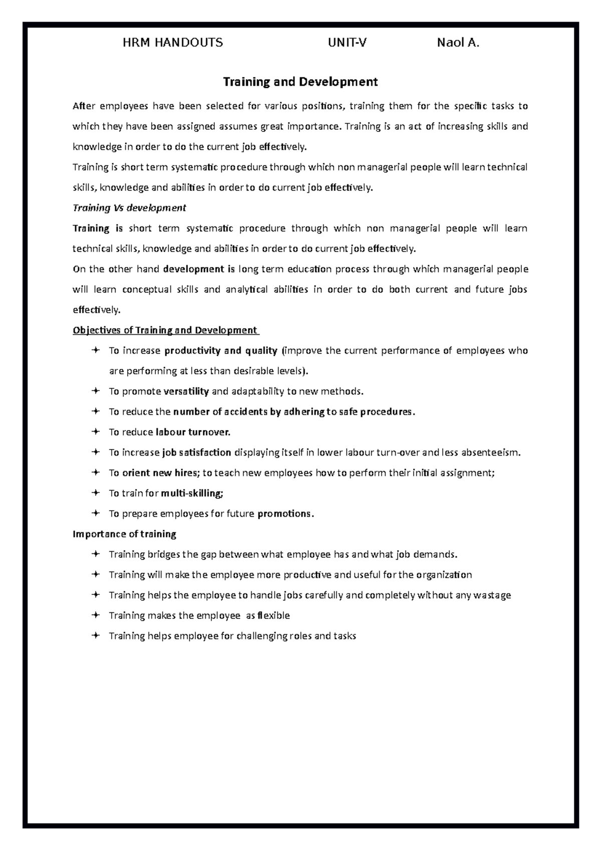 HRM,CHAP - V Training - Human resource management - Training and ...