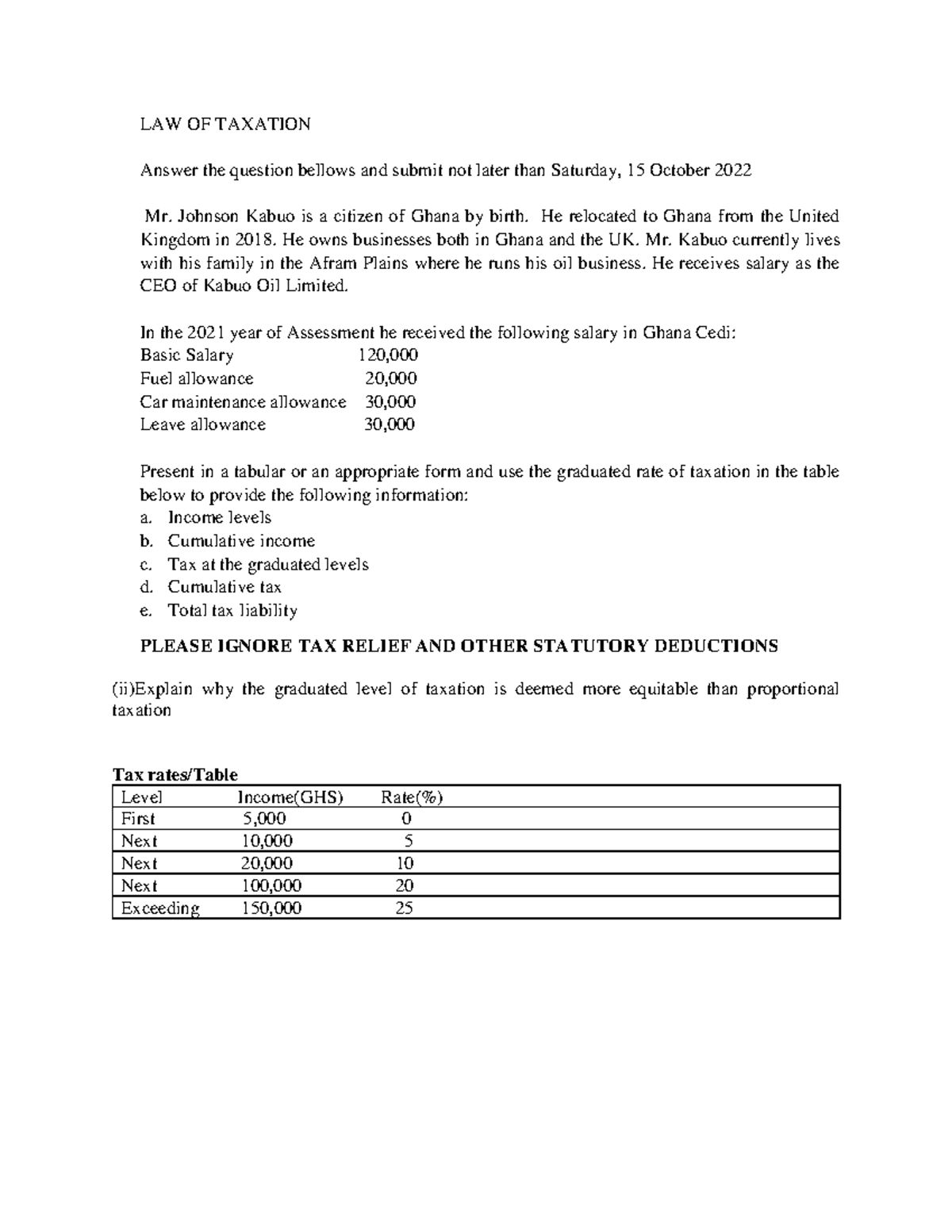 Graduated Taxation - Summary Law - ####### LAW OF TAXATION ...