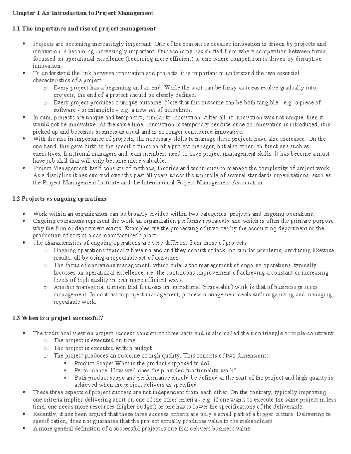 Chapter 1 - Chapter 1 An Introduction to Project Management 1 The ...