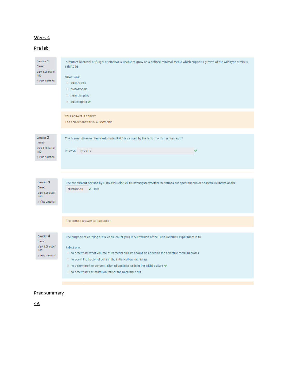 Week 4 questions and answers - Foundation in Genetics - Week 4 Pre lab ...