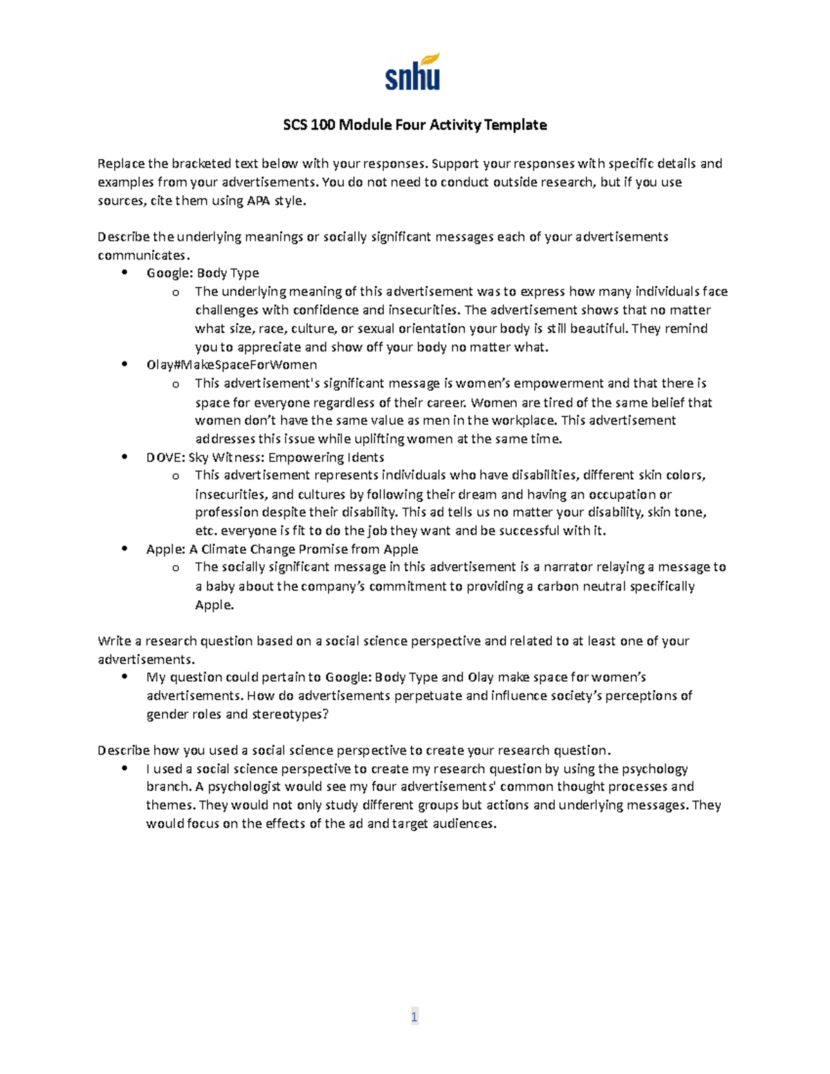 SCS 100 Module Four Activity Template DONE - SCS 100 Module Four ...