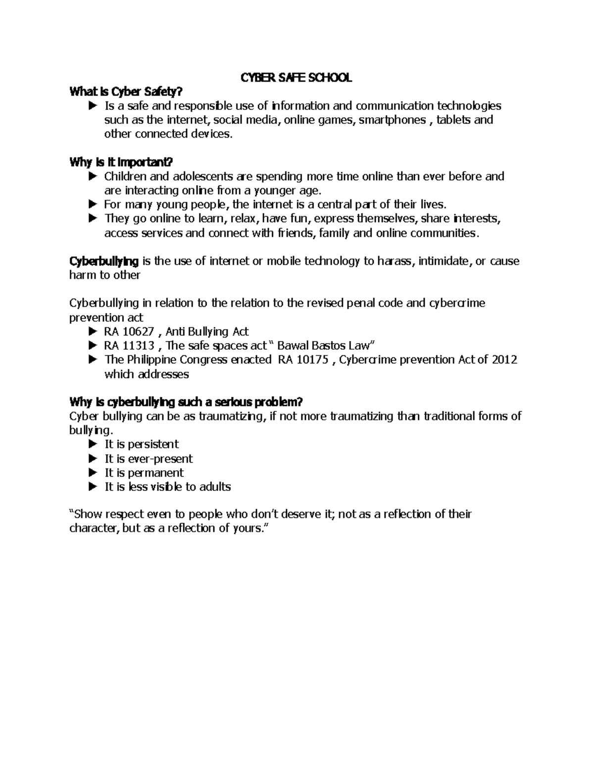 Cyber SAFE School factsheets - CYBER SAFE SCHOOL What is Cyber Safety ...