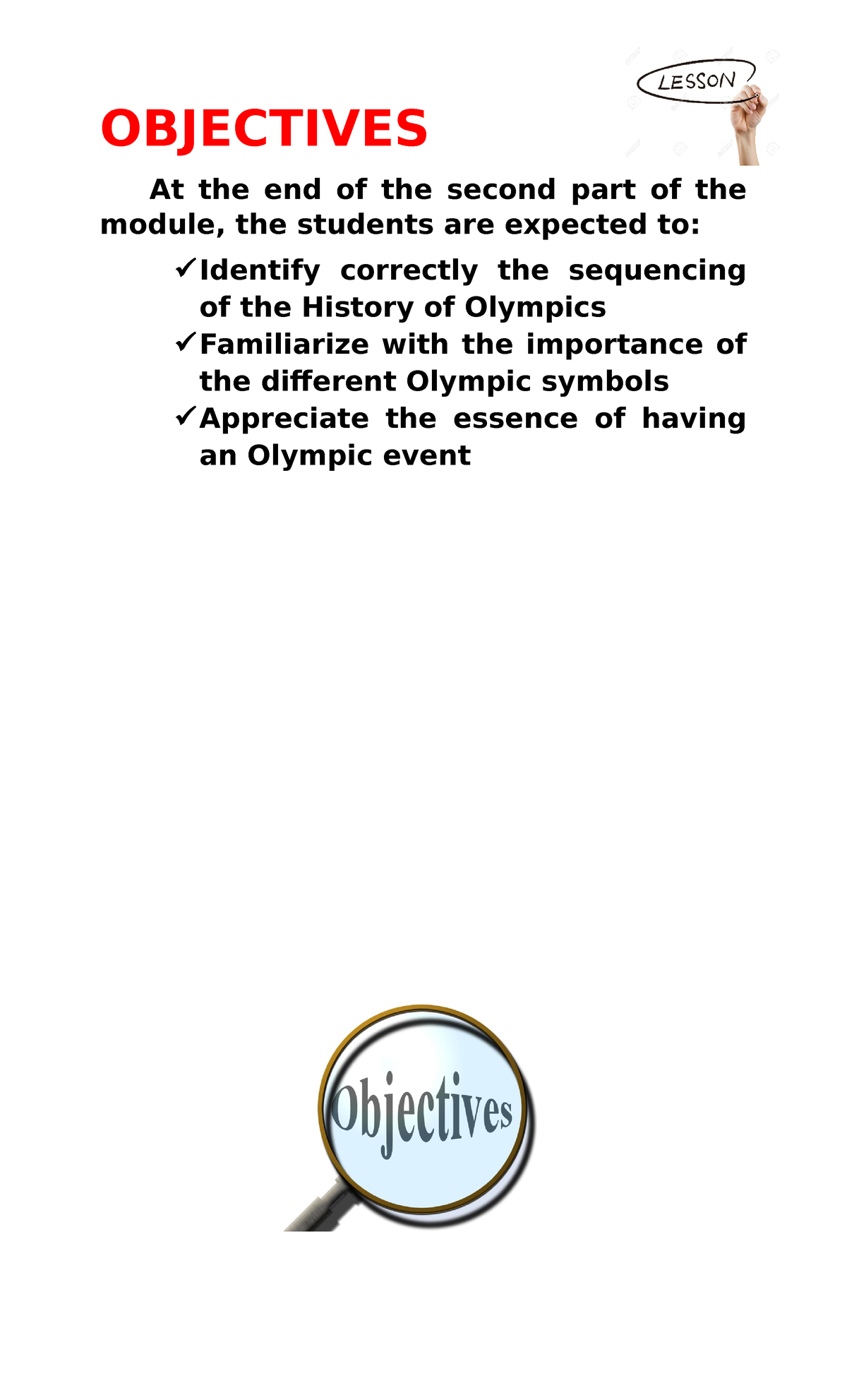 PE1 - Module 2 - Assignment - OBJECTIVES At the end of the second part of the module, the ...