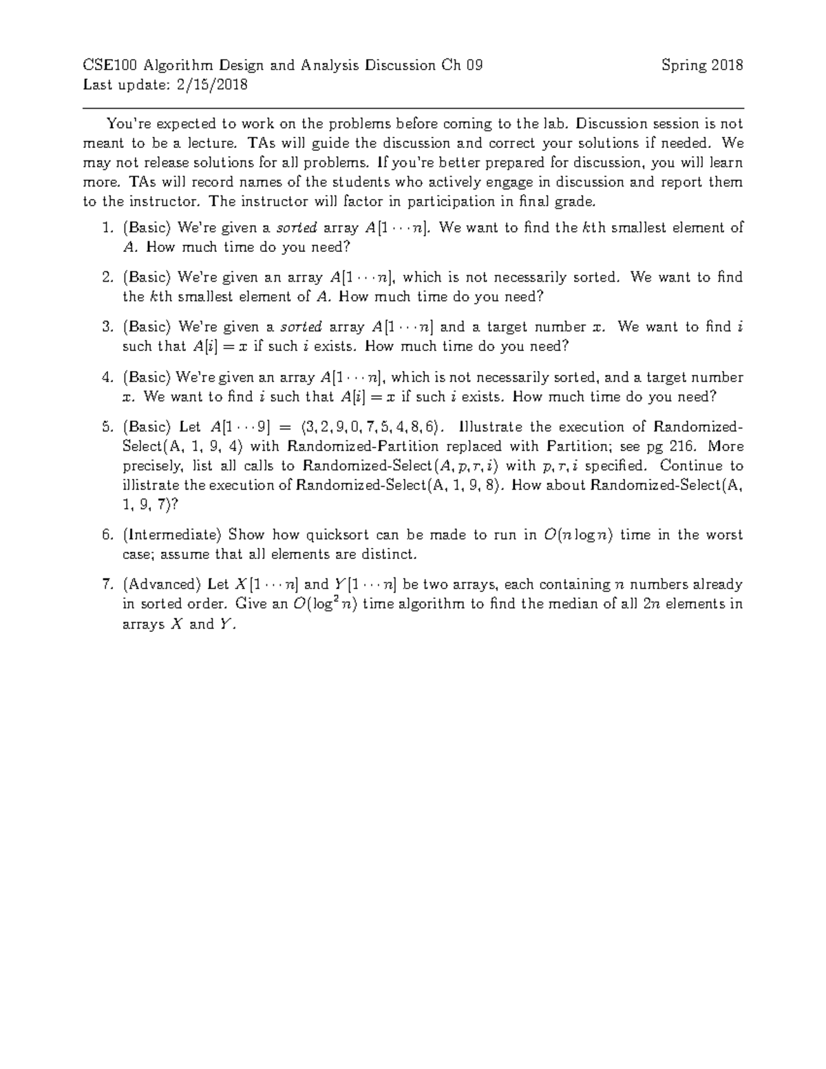 Discussion Ch09 Professor Sungjim Im Cse100 Algorithm Design And Analysis Discussion Ch 09 