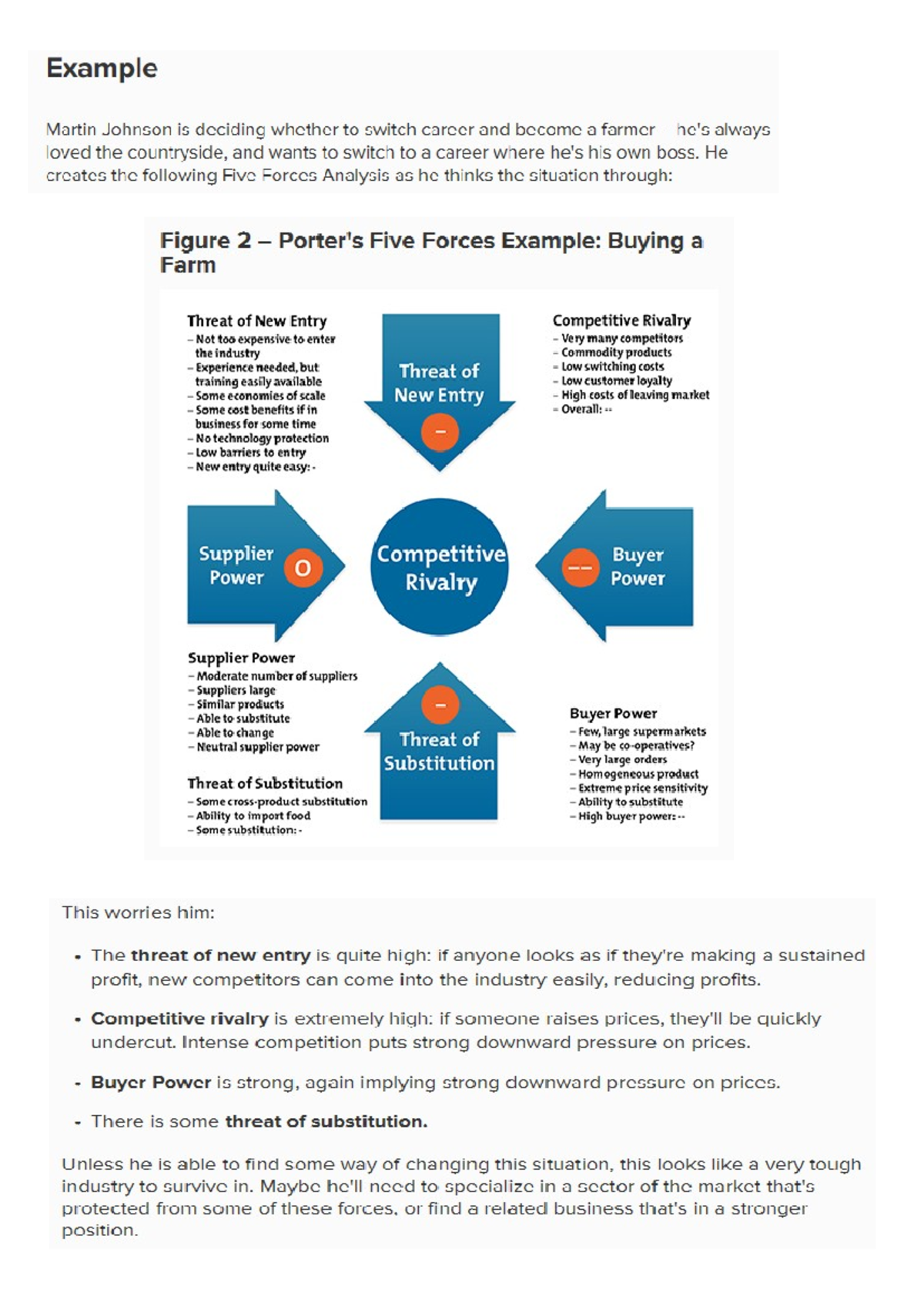 Porters Five Forces worked example worksheet - Example Martin Johnson ...