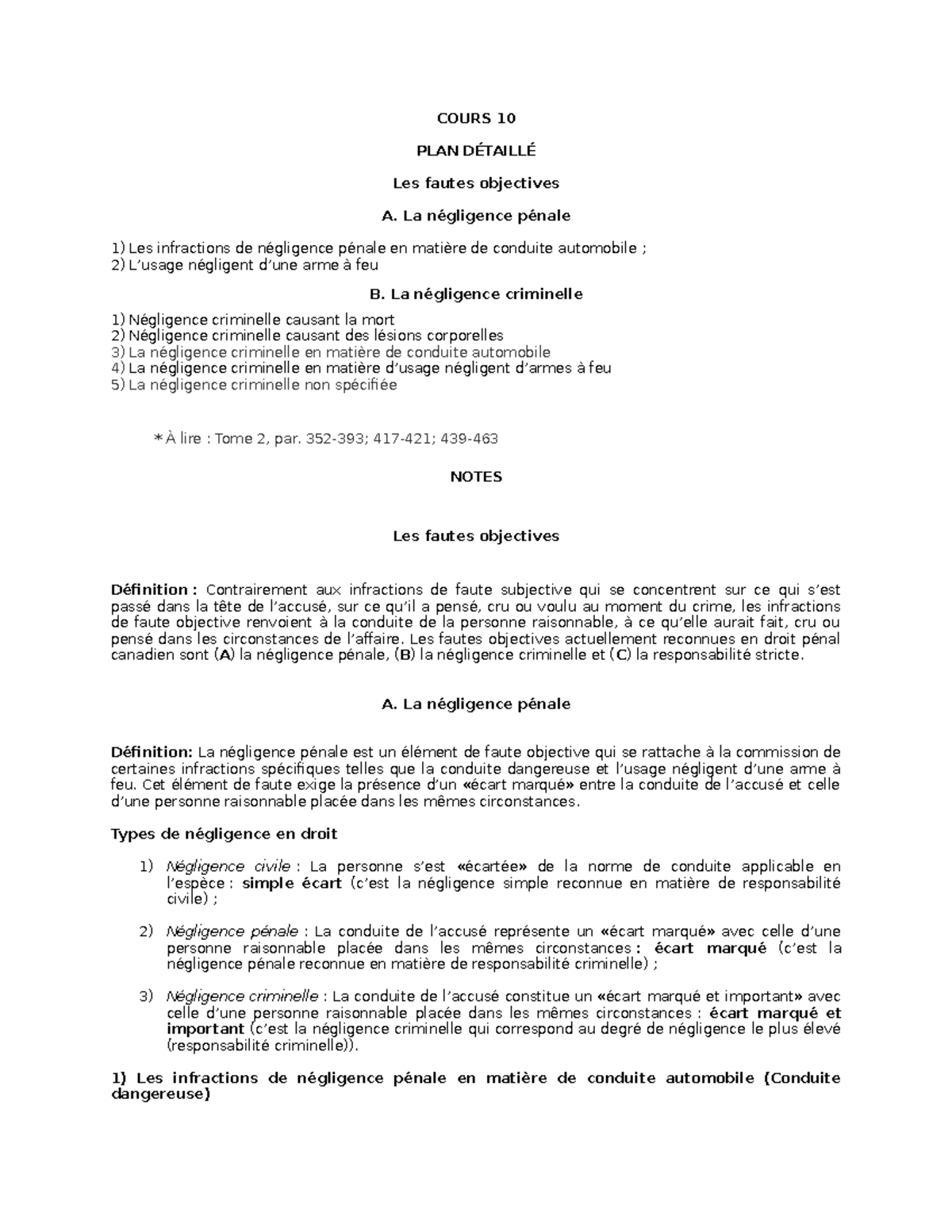 Cours 10 1505 - DRT1505 Hugues Parent - COURS 10 PLAN DÉTAILLÉ Les ...