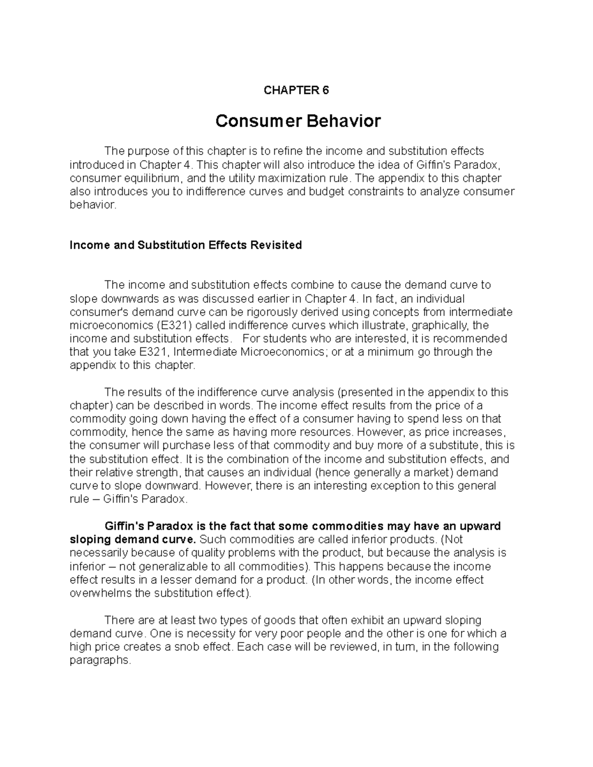Evolution and definition of Economics - CHAPTER 6 Consumer Behavior The ...