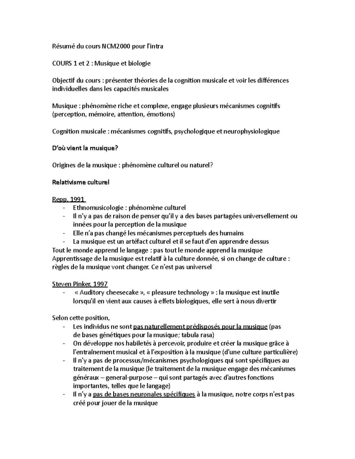 Résumé du cours NCM2000 pour l'intra - Résumé du cours NCM2000 pour l ...