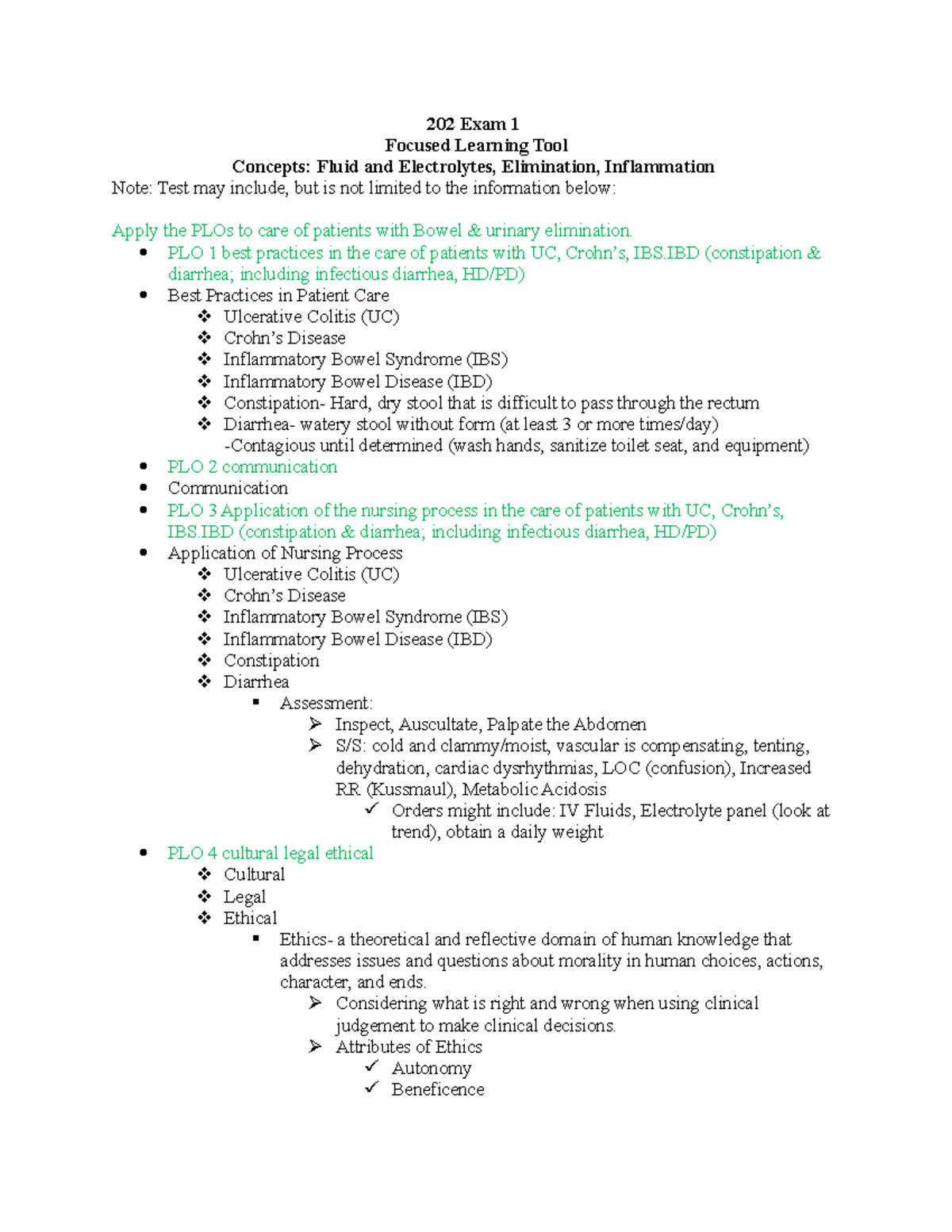 Med Surg III Exam 1 2023 - Exam Grid Exam 1 - 202 Exam 1 Focused ...