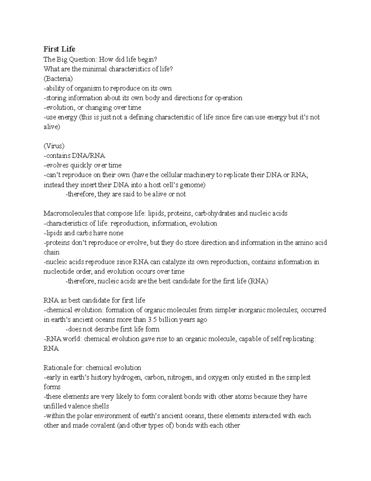 Lecture 25 - First Life The Big Question: How did life begin? What are ...