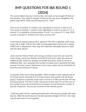 IBA Test 11 - (2023 R1) - 1 ALL ANSWERS MUST BE GIVEN ON THE ...