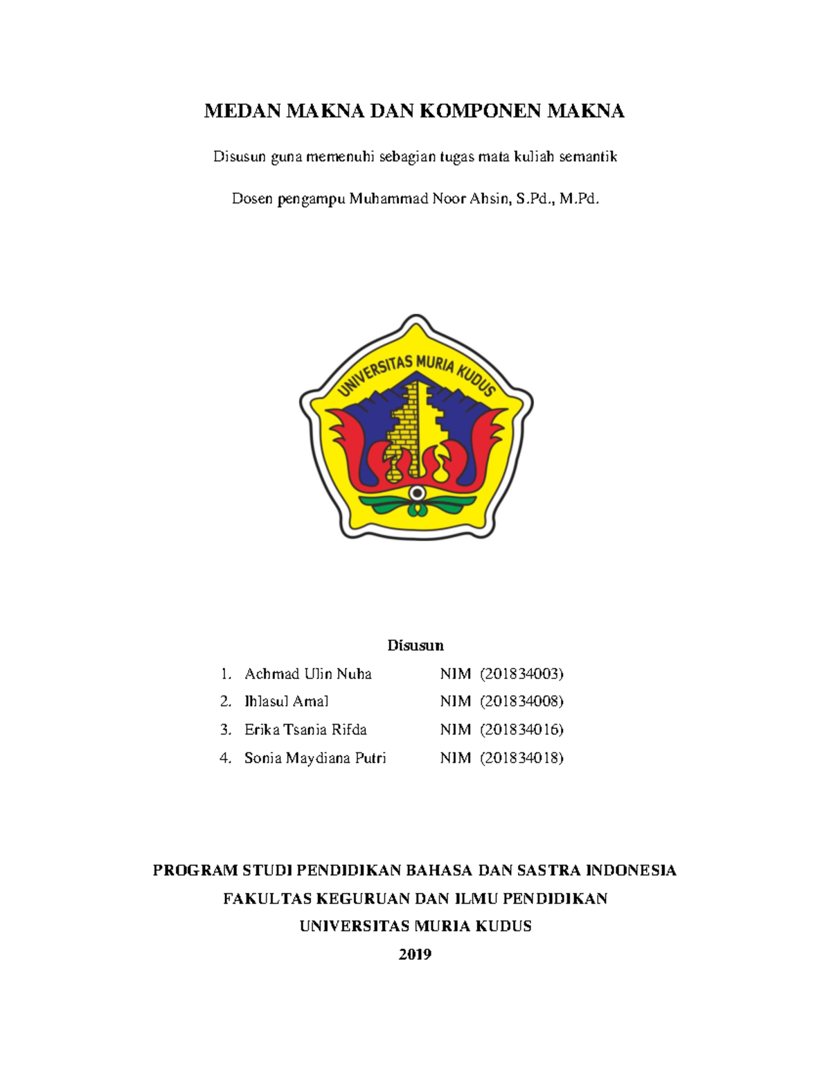 Medan Makna DAN Komponen Makna Dalam Semantik - MEDAN MAKNA DAN ...