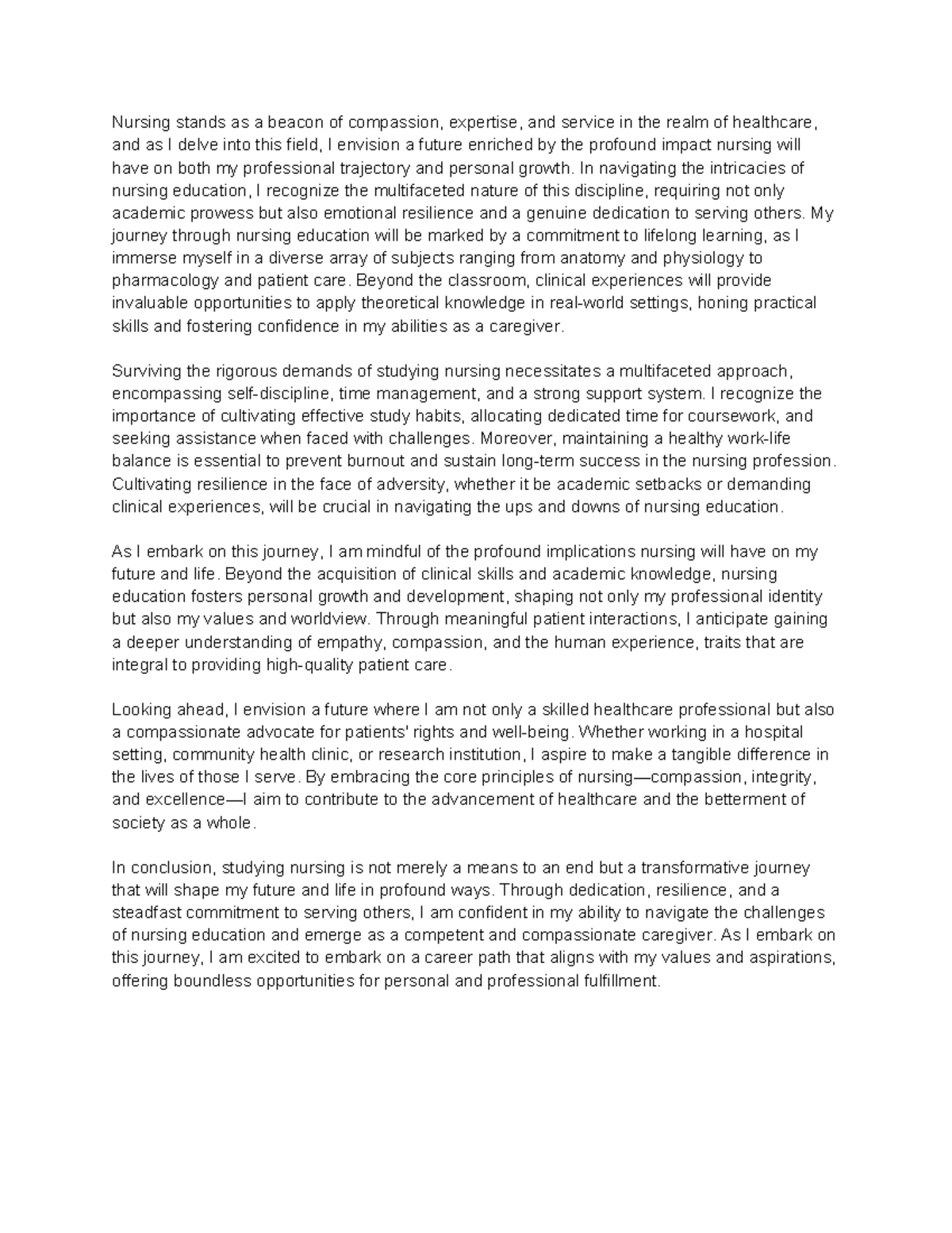 Essay about Nursing - Nursing stands as a beacon of compassion ...