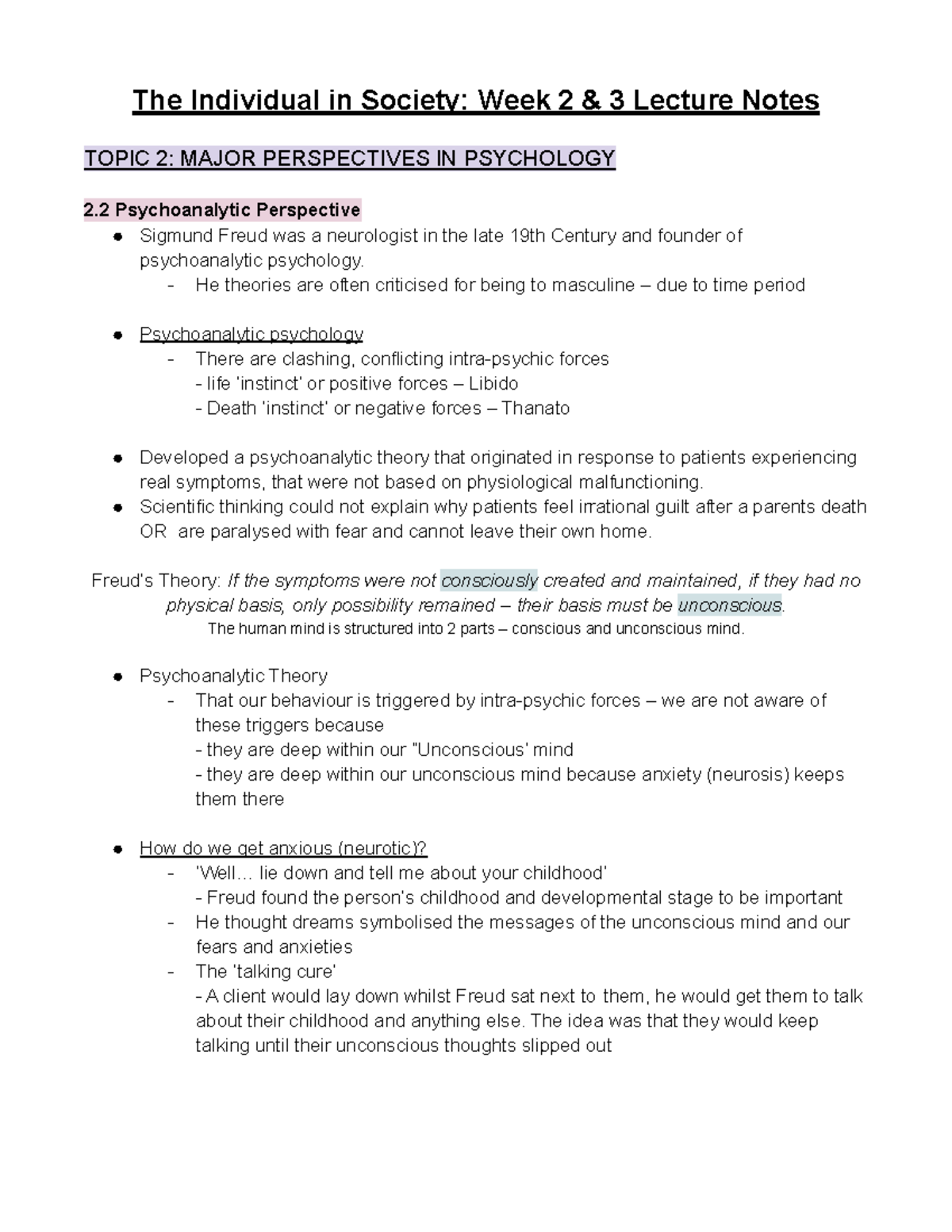 Individual In Society Week 2 Lecture Notes - The Individual in Society ...