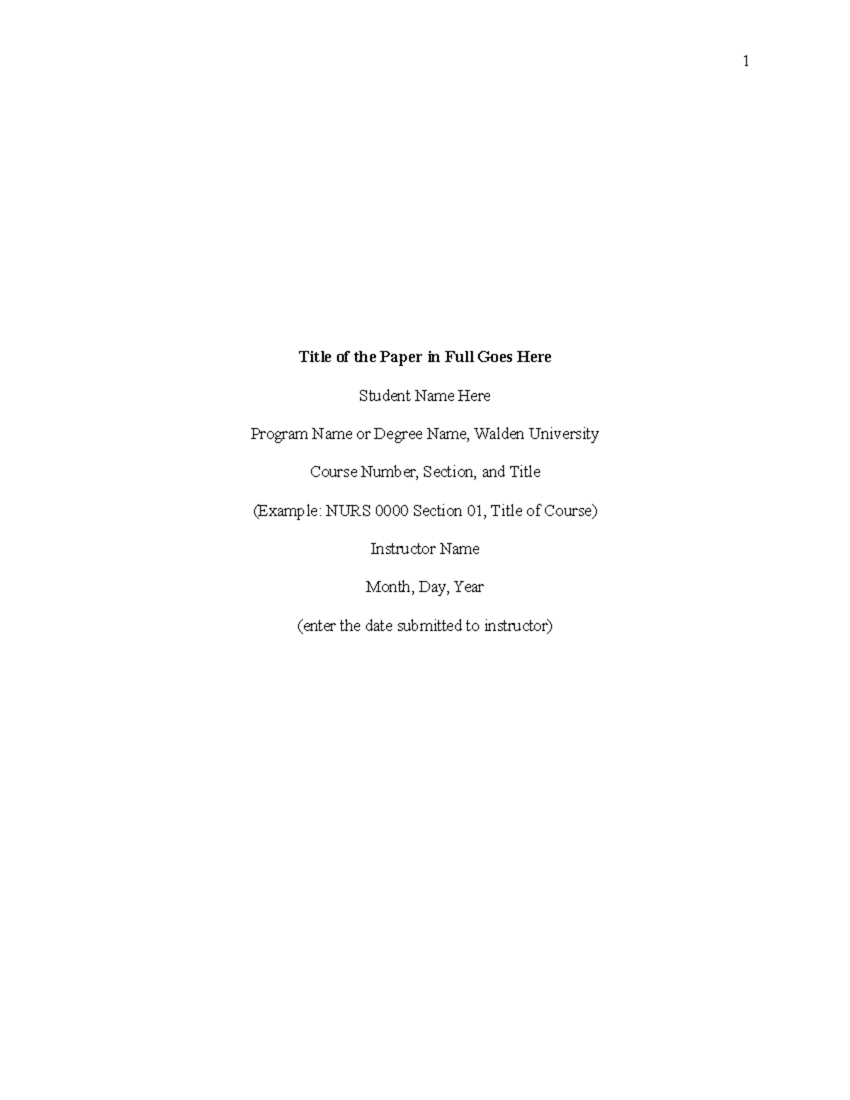 SON Writing Template with Instructions - Title of the Paper in Full ...