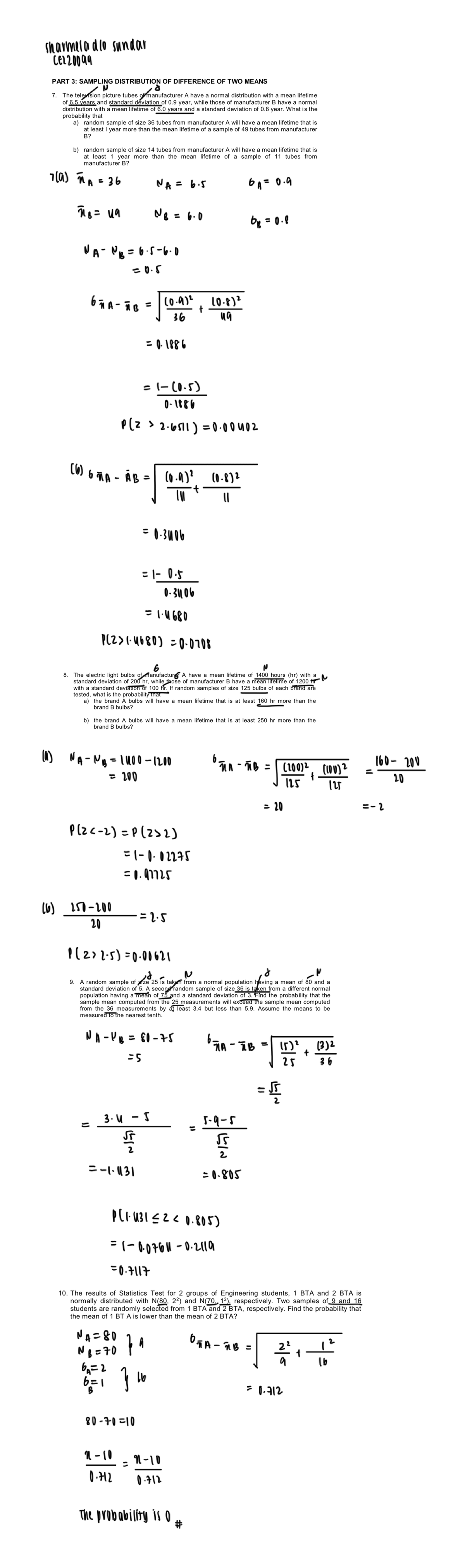 ENG STAT 2 2324 Tutorial C3P2-Sharmela-CE22009 9 - Electronic I - Studocu