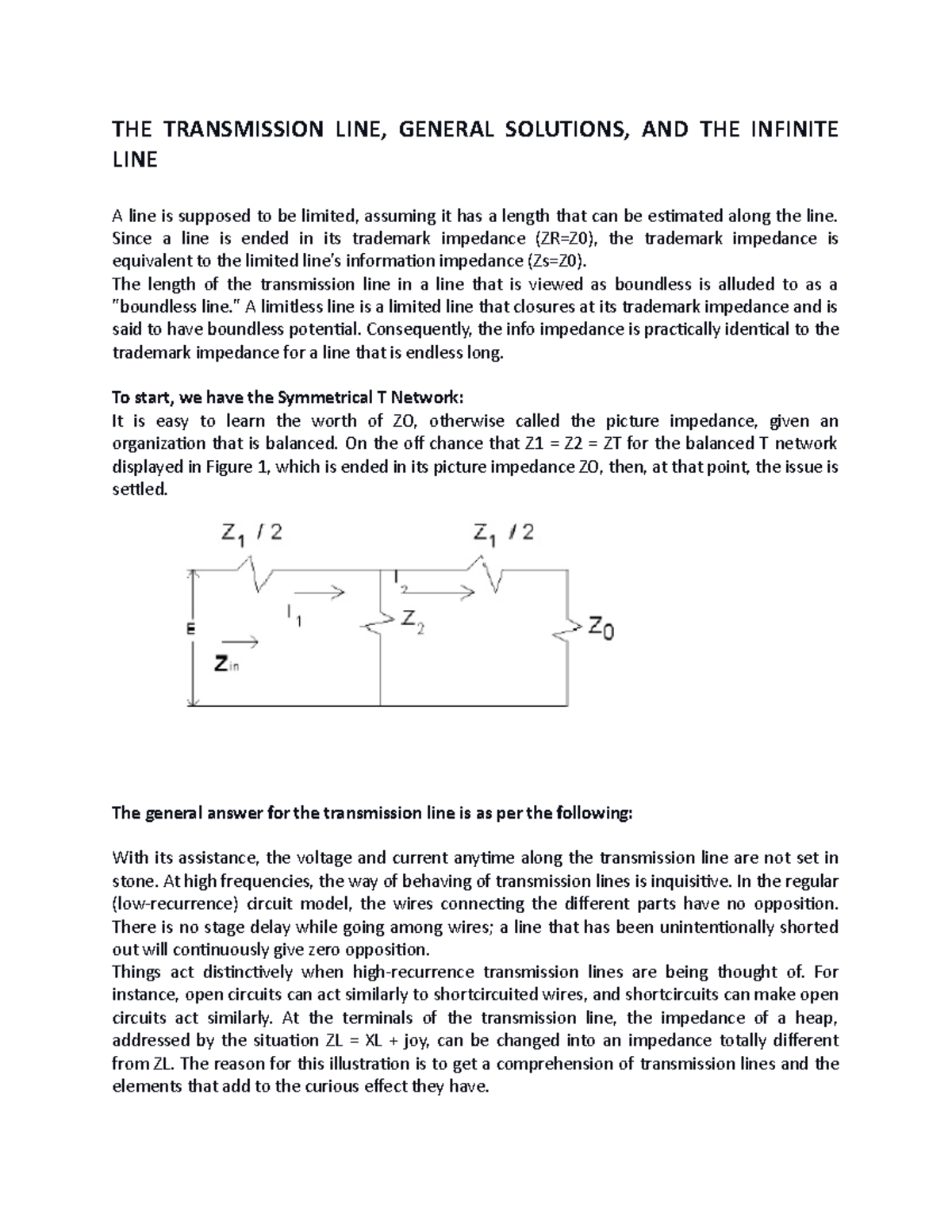 The Transmission Line - THE TRANSMISSION LINE, GENERAL SOLUTIONS, AND ...