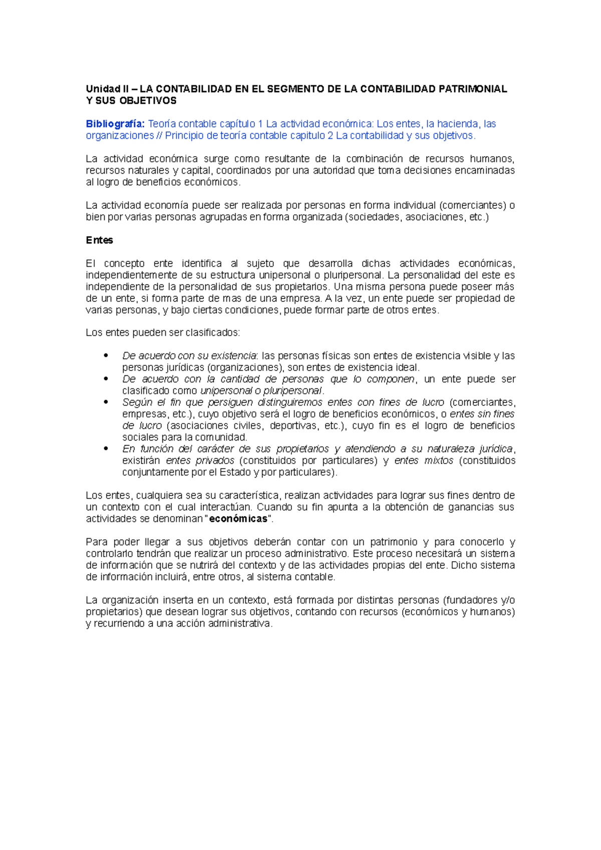 TC Unidad 2 - Apunte de clase de teoria contable - Unidad II – LA ...