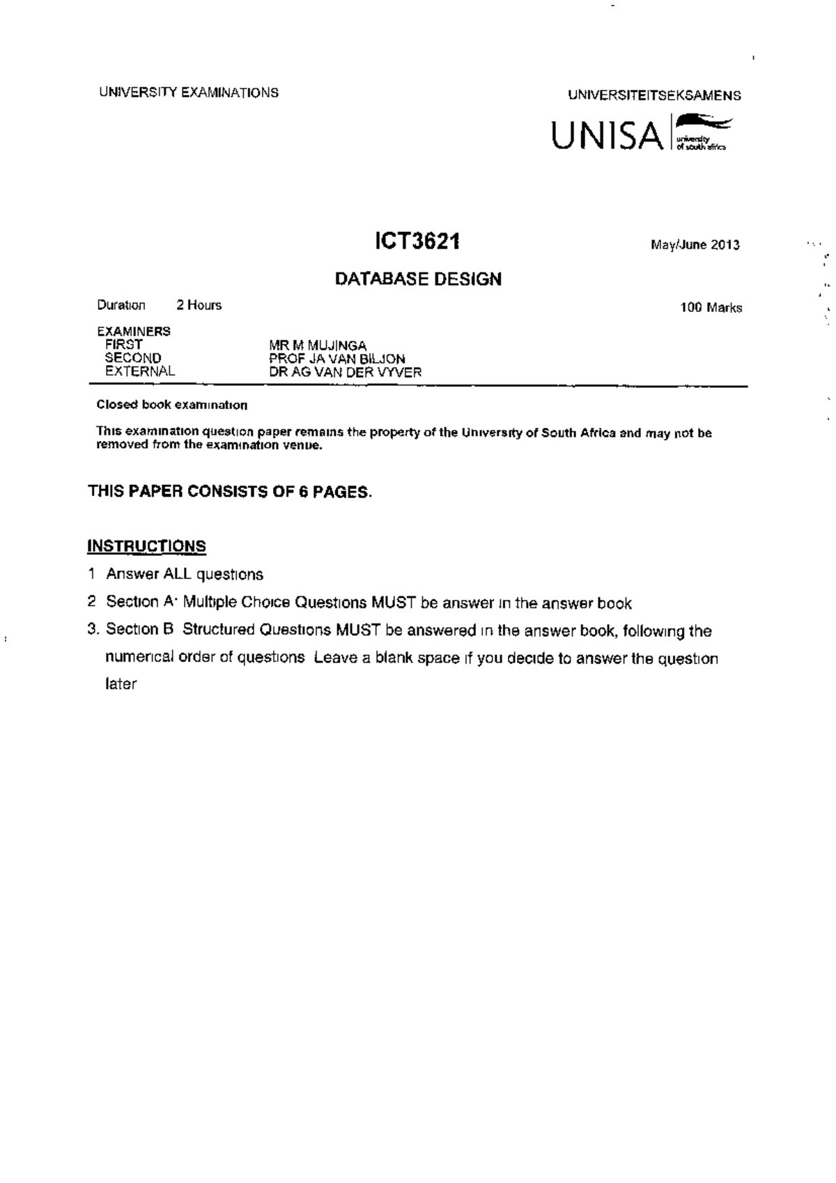 ICT3621 2013 6 E 1 - tutorial - ICT3621 - Studocu